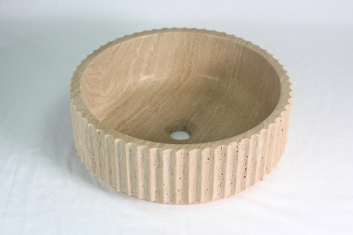 EON Travertine Concave Stone Basin – Kami Home Skins