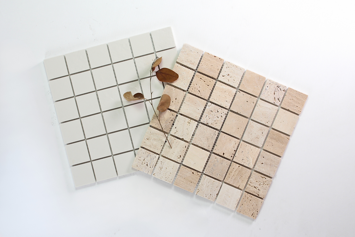 EON TRAVERTINE-SQUARE STONE MOSAIC TILE (305x305 sheet)| Box of 10 She ...