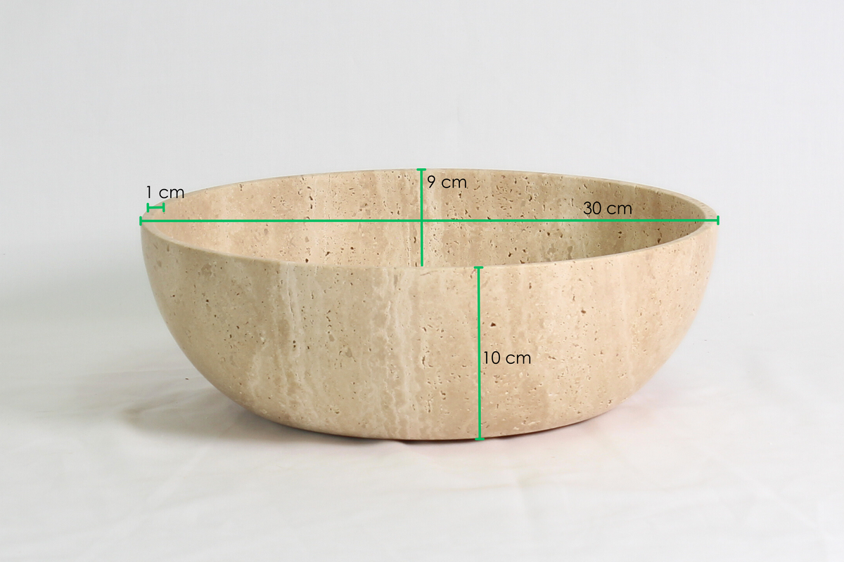 Travertine Toss Stone Bowl 30cm | EON Stoneware | Kami Home Skins