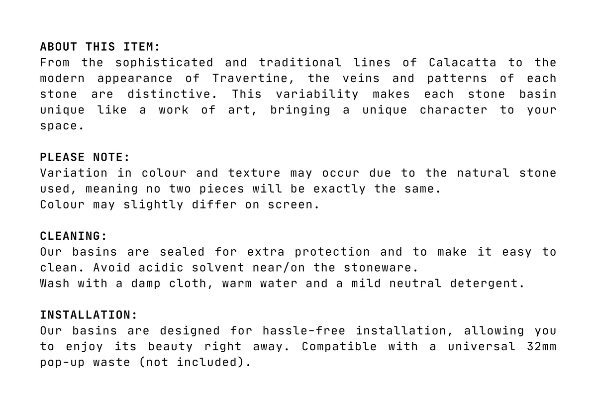 EON Calacatta Concave Stone Basin – Kami Home Skins